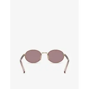 Prada Round Frame Metal Sunglasses - Brown