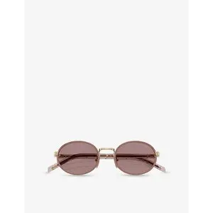 Prada Round Frame Metal Sunglasses - Brown