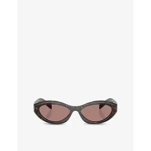 Prada Oval-frame Acetate Sunglasses - Brown