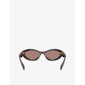 Prada Oval-frame Acetate Sunglasses - Brown