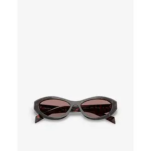 Prada Oval-frame Acetate Sunglasses - Brown