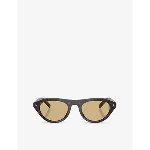 Prada Oval-frame Acetate Sunglasses - Brown