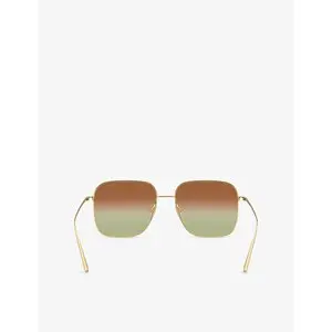 Prada Square-frame Metal Sunglasses - Gold
