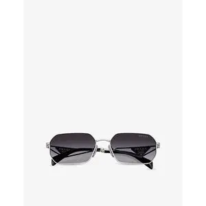 Prada Square-frame Metal Sunglasses - Silver