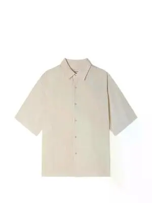 Sandro Crinkled-effect Shirt With Shark Collar - Neutrals