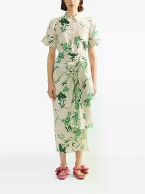Erdem Floral Print Knot Detail Midi Skirt
