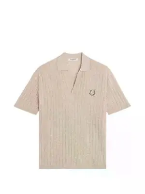 Maison Kitsuné Embroidered Ribbed Polo Shirt - Neutrals
