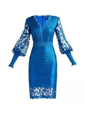 Tadashi Shoji Lovell Pleated Lace Dress - Blue