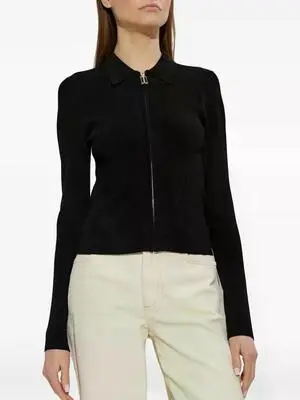 Victoria Beckham Zip Cardigan With Collared Neckline - Black