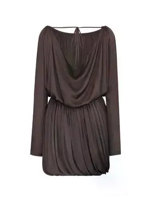 Saint Laurent Elasticated Long Sleeve Midi Dress