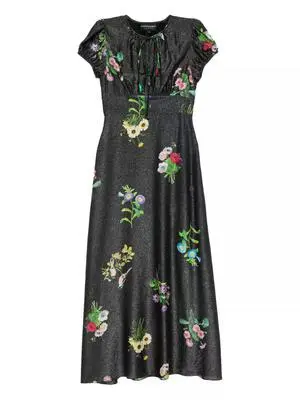 Cynthia Rowley Floral Print Lurex Midi Dress