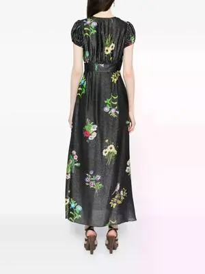 Cynthia Rowley Floral Print Lurex Midi Dress