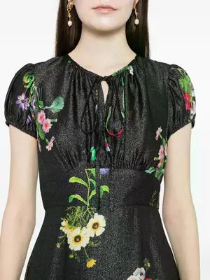 Cynthia Rowley Floral Print Lurex Midi Dress