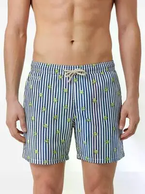 MC2 SAINT BARTH Striped Octopus Print Swim Shorts - Blue