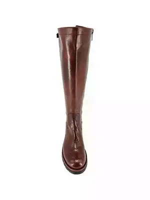 MADISON MAISON Knee-high Leather Boots With Buckle And Zip Fastening - Brown