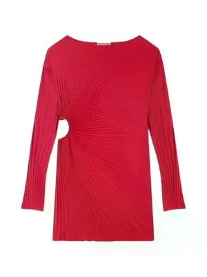 Kenzo Pleated Mini Dress With Cut-out Detail - Red
