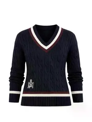 Ralph Lauren Cable Knit V-neck Sweater - Blue