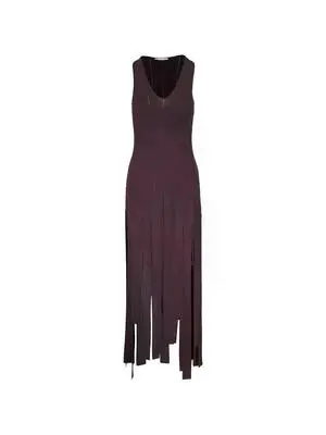 Zimmermann Luna Fringe Midi Dress - Brown