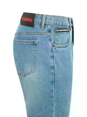 PLEASURES Rotten Skull-embroidered Straight Leg Jeans
