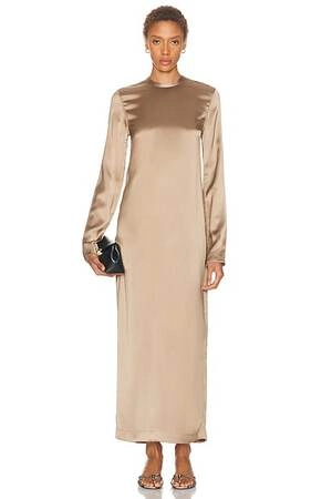 TOTEME Long Sleeve Satin Maxi Dress