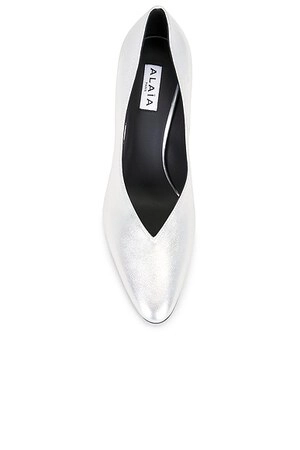 Alaïa Metallic Silver Leather Pointed Toe Pumps
