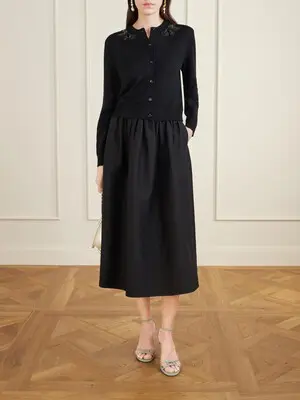 Erdem Embellished Merino Wool Cardigan