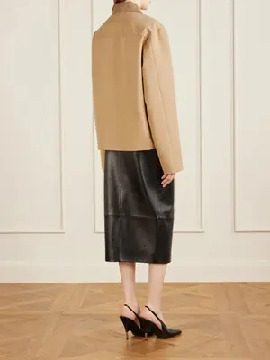 Khaite Wyatt Suede-trimmed Cotton Gabardine Jacket - Neutrals