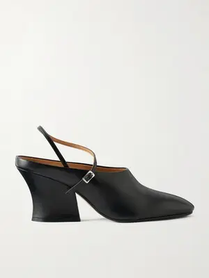 JIL SANDER Grained Leather Mules With Ankle Strap