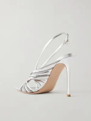 GIANVITO ROSSI 105 Metallic Leather Slingback Sandals - Silver