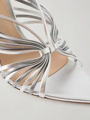 GIANVITO ROSSI 105 Metallic Leather Slingback Sandals - Silver