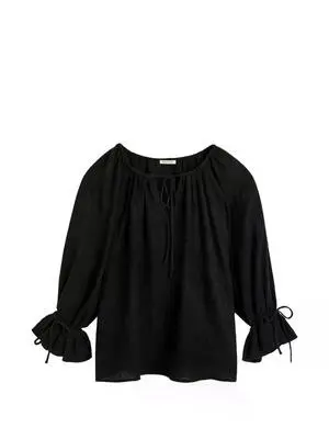 BY MALENE BIRGER Rose Weave Tie-fastening Blouse - Black