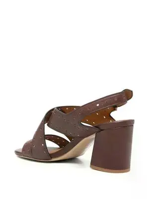 BRUNO PREMI Criss-cross Perforated Leather Sandals - Brown