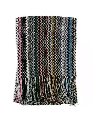 Missoni Chevron Fringed Scarf - Black
