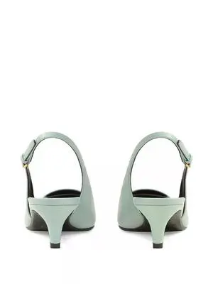 SERGIO ROSSI Logo-plaque Point-toe Slingback Pumps - Blue