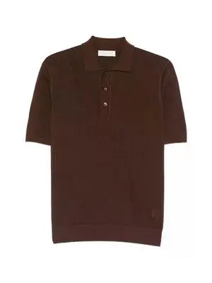 LUIGI GENTILE Open-knit Polo Shirt - Brown
