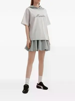 MINI CREAM Hooded Raw-cut Dress
