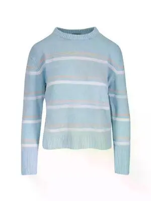 Kinross Cashmere Striped Crew-neck Sweater