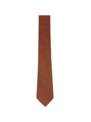 Zegna Rust-textured Silk Neck Tie - Brown