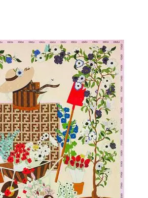 Fendi Floral Gardening Silk Scarf - Neutrals