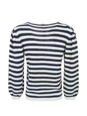 TWINSET Striped V-neck Fine Knit Pullover