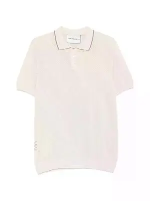 AMARANTO Contrasting-trim Polo Shirt Neutrals
