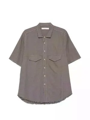 ORIGINAL VINTAGE Gingham Frayed-edge Shirt - Neutrals