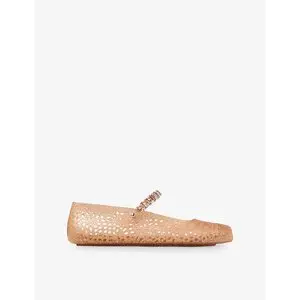 JIMMY CHOO Glitter-embellished Ballet Flats - Light Toffee/silver