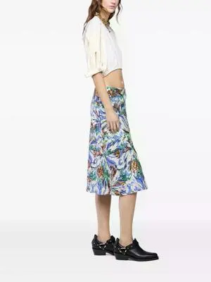 Rabanne Floral Sequined A-line Midi Skirt - Blue