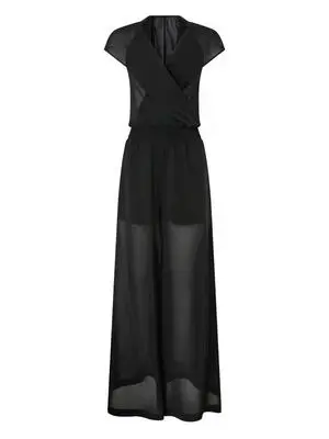Pinko Long Playsuit With Hood And Sheer Details - Black