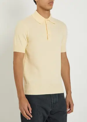 DRAKE'S Textured Cotton-knit Polo Top - Ecru