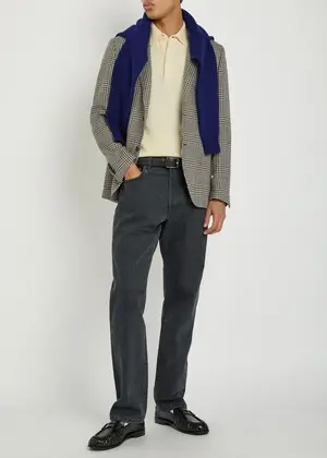 DRAKE'S Textured Cotton-knit Polo Top - Ecru