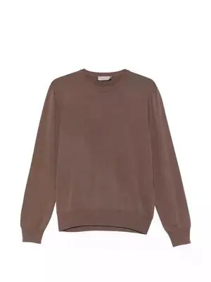 Canali Crew Neck Long Sleeve Sweater - Brown