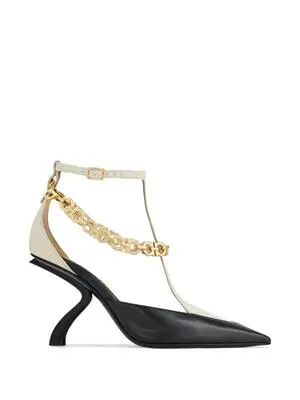 FERRAGAMO S-shaped Heel Pumps With Gancini Chain - Black