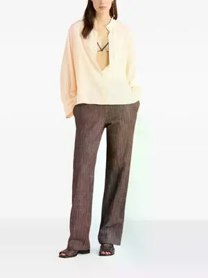 Momoni Stand-collar Gathered-sleeve Shirt - Neutrals